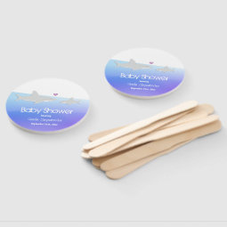 Cute Sharks and Ocean Purple | Baby Shower Hand Fan | Zazzle