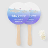 Cute Sharks and Ocean Purple | Baby Shower Hand Fan | Zazzle