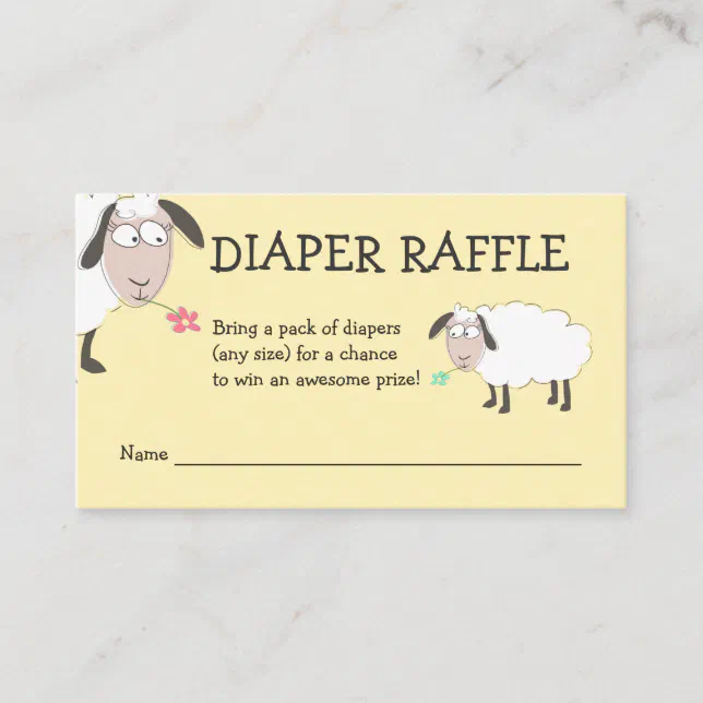 Cute Sheep, Baby Shower, Diaper Raffle Enclosure Card | Zazzle