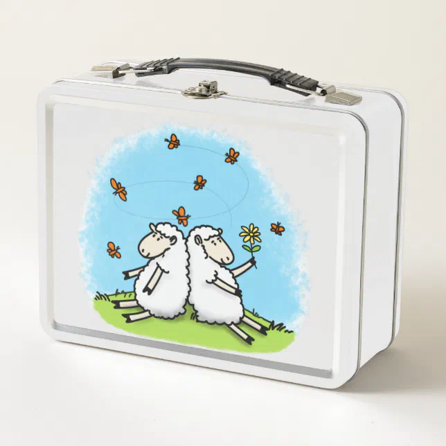 Cute sheep cartoon. metal lunch box | Zazzle