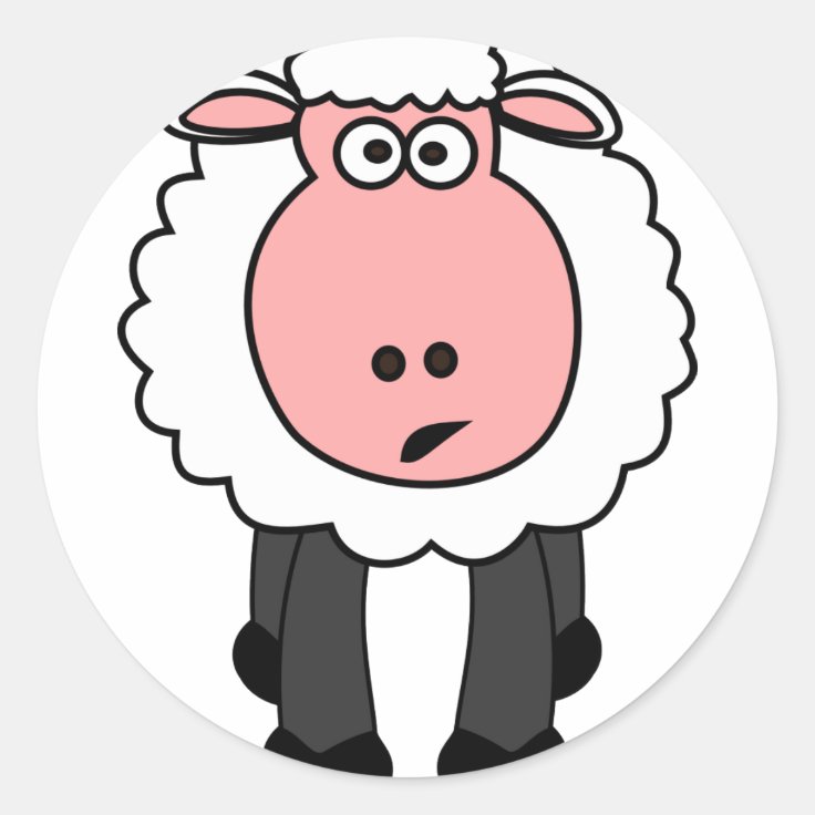 Cute Sheep Design Classic Round Sticker | Zazzle