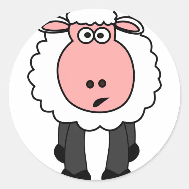 Cute Sheep Design Classic Round Sticker | Zazzle