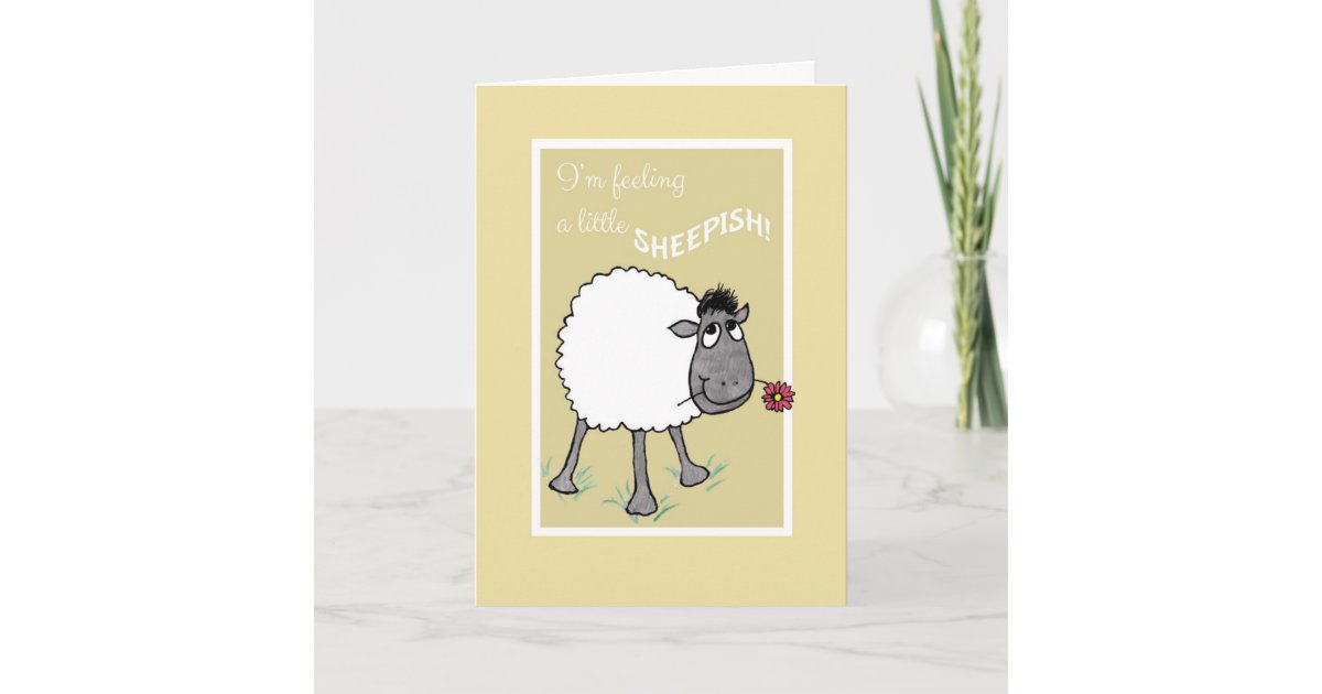 Cute Sheep, Feeling Sheepish, Sorry, Apology Card | Zazzle.com