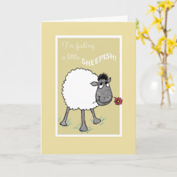 Cute Sheep, Feeling Sheepish, Sorry, Apology Card | Zazzle