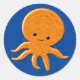 Cute Shiny Octopus Cartoon Classic Round Sticker | Zazzle