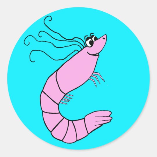 Cute Shrimp Cartoon Classic Round Sticker | Zazzle.com