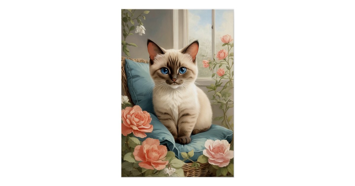 Cute Siamese Cat Poster | Zazzle