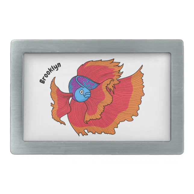 Cute Siamese fighting fish betta cartoon Belt Buckle | Zazzle