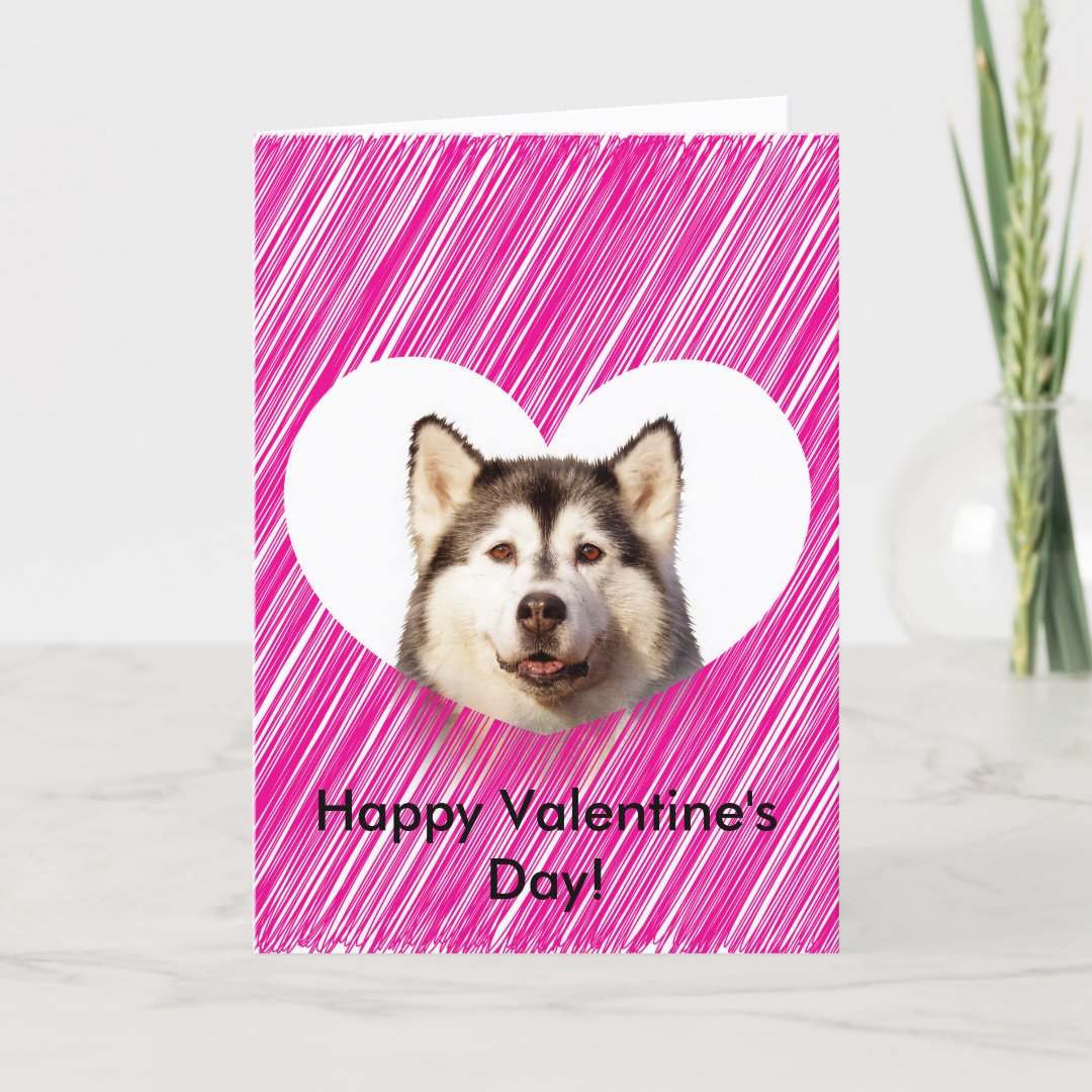 Cute Siberian Husky Heart Valentine's Day Card | Zazzle