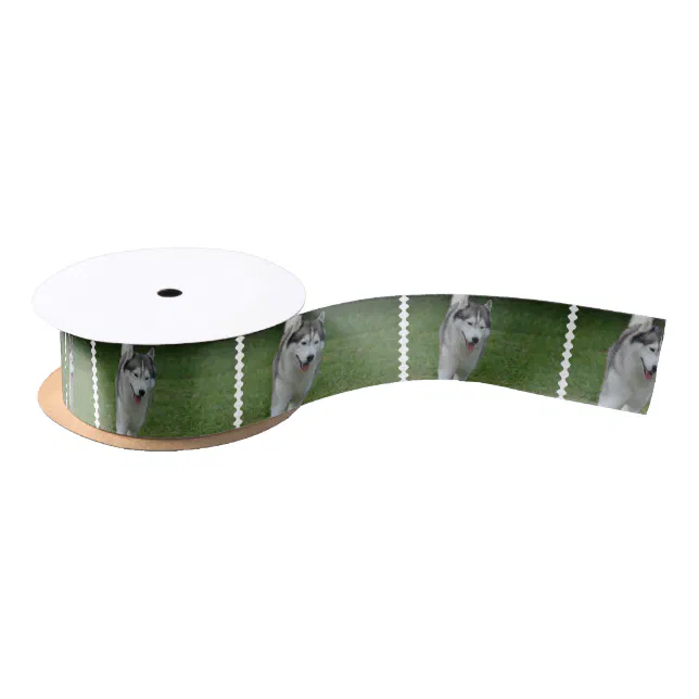 Cute Siberian Husky Satin Ribbon | Zazzle