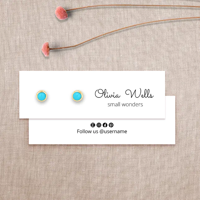 Cute Signature Script Stud Earring Display Card | Zazzle