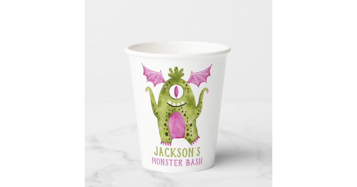 Cute Silly Monster Alien Birthday Party Paper Cups | Zazzle