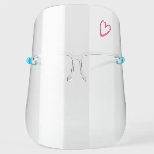 Cute Simple Hand-drawn Single Bright Pink Heart Face Shield | Zazzle
