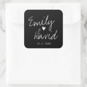 Cute Simple Minimalist Black and White Wedding Squ Square Sticker | Zazzle