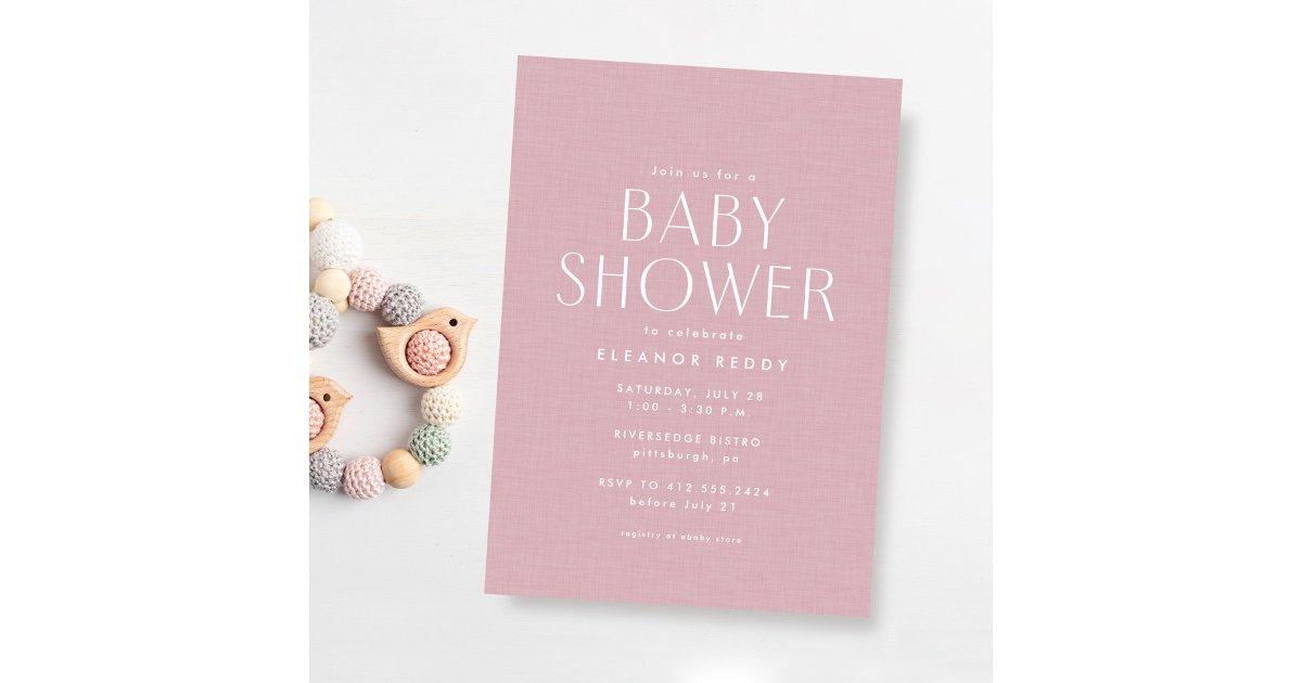Cute simple pink baby shower invitation | Zazzle