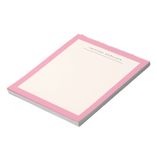 Cute Simple Pink Border Personalized Name Notepad | Zazzle