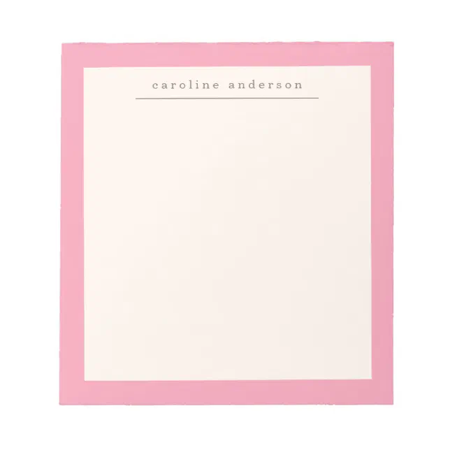 Cute Simple Pink Border Personalized Name Notepad | Zazzle
