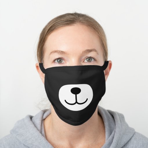 Cute Simple Smiling Bear Nose Snout Black Cotton Face Mask | Zazzle