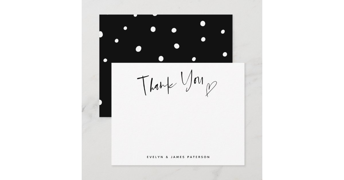 Cute Simple Thank You Heart Note Card | Zazzle