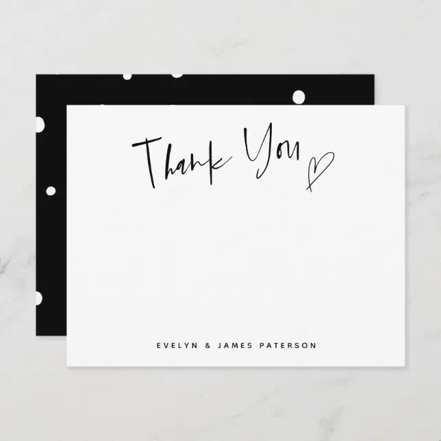 Cute Simple Thank You Heart Note Card | Zazzle