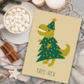 Cute Simple Tree Rex Dinosaur Christmas Kids Holiday Card | Zazzle