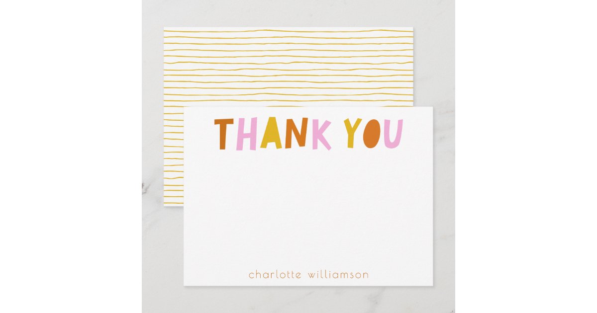 Cute Simple Typography in Pink Personalized Thank You Card | Zazzle
