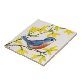 Cute Singing Blue Bird Tree Branch Tile | Zazzle