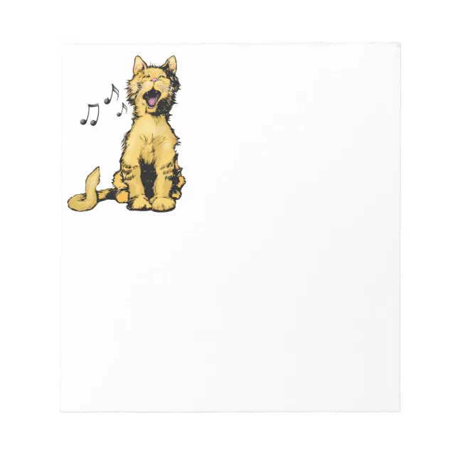 Cute singing orange cat drawing with musical notes | Zazzle