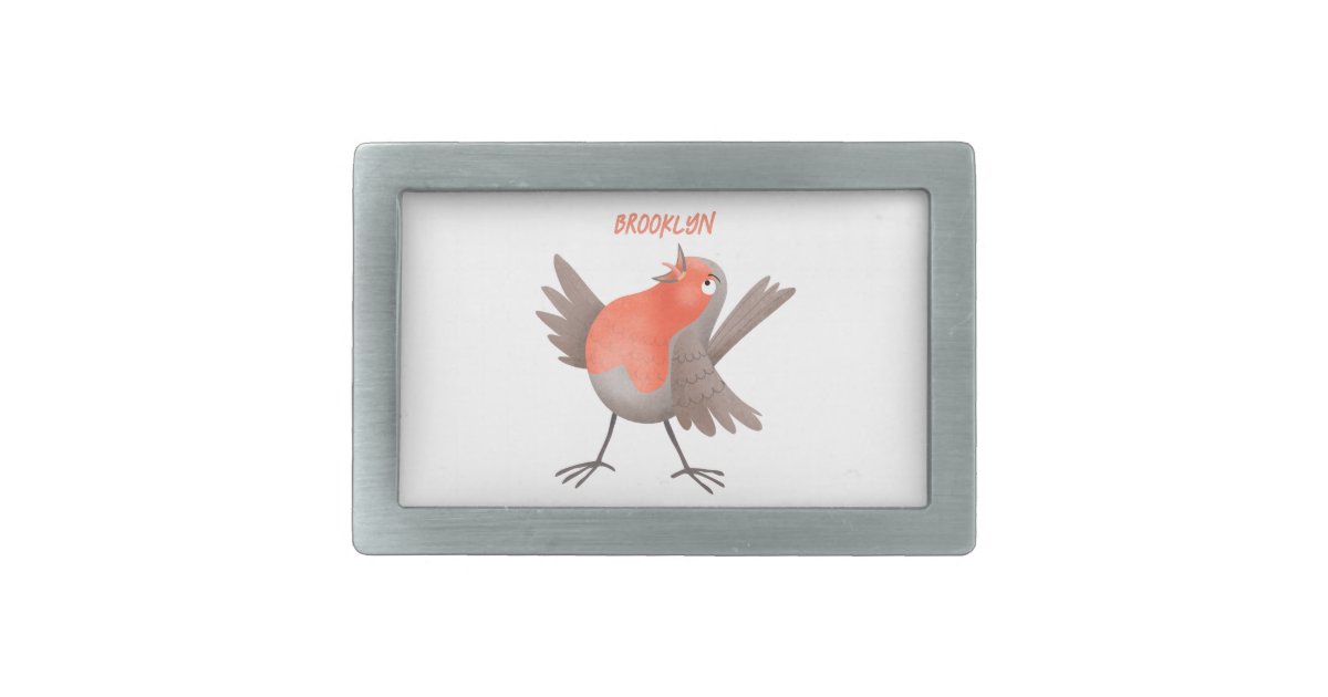 Cute singing robin bird cartoon belt buckle | Zazzle