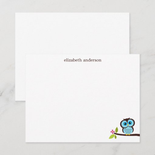 Cute Single Owl Custom Thank You Notes | Zazzle