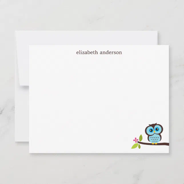 Cute Single Owl Custom Thank You Notes | Zazzle