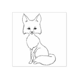 Cute Sitting Fox Rubber Stamp | Zazzle