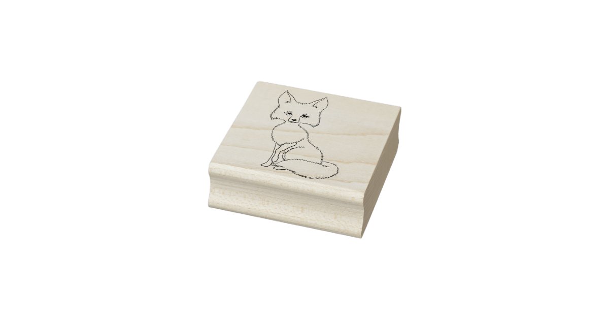 Cute Sitting Fox Rubber Stamp | Zazzle