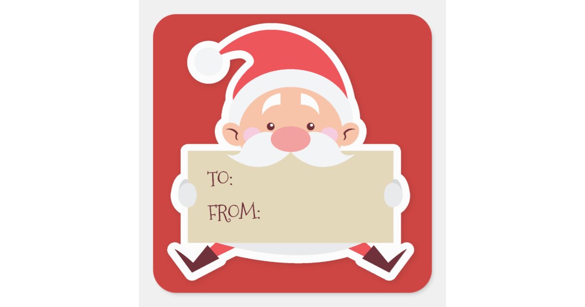 Cute Sitting Santa christmas Gift Sticker | Zazzle