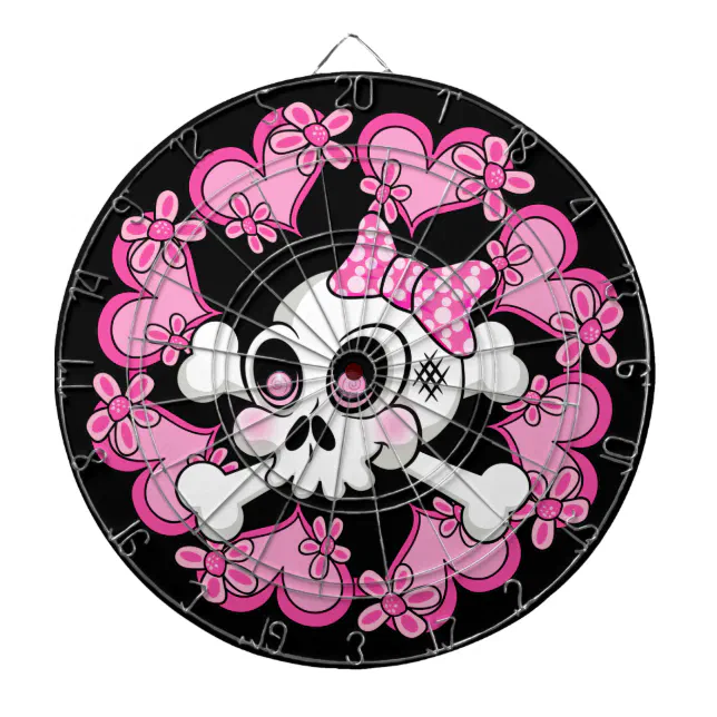 Cute Skull and Hearts Dart Board | Zazzle
