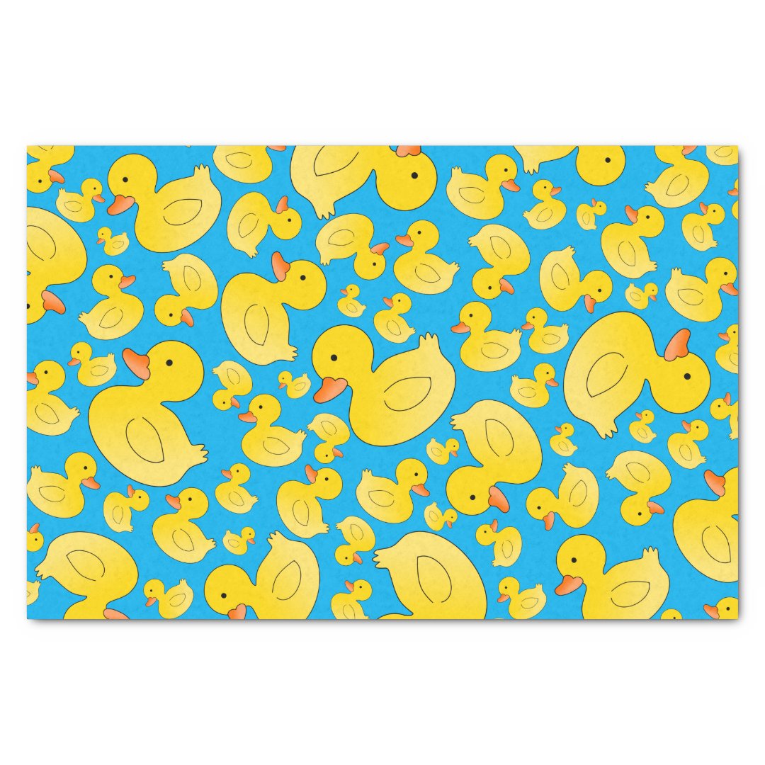 Cute sky blue rubber ducks tissue paper | Zazzle