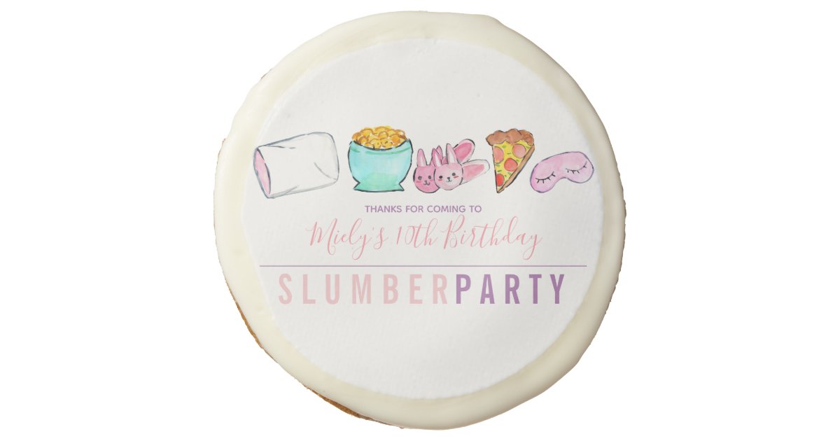 Cute sleep over birthday party cookies | Zazzle