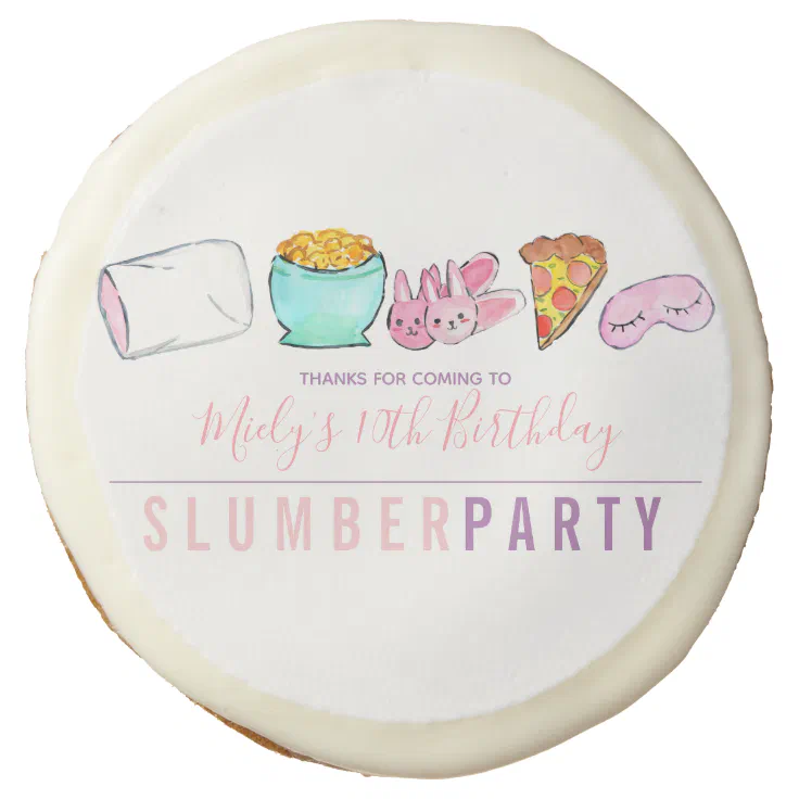 Cute sleep over birthday party cookies | Zazzle