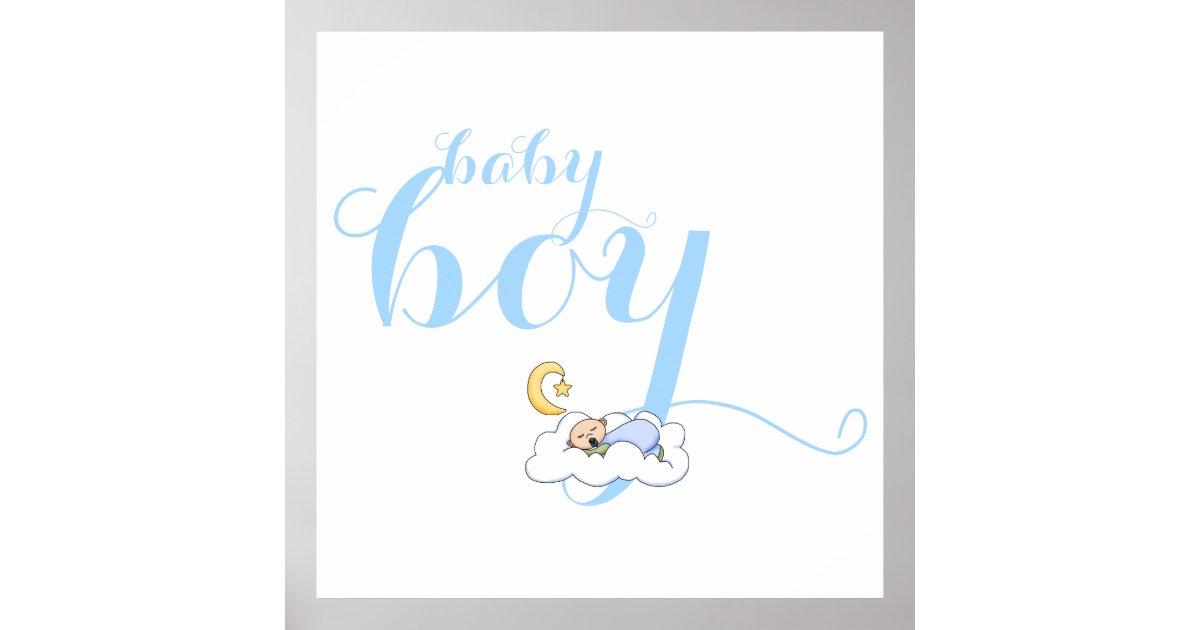 Cute sleeping baby boy typography nursery poster | Zazzle