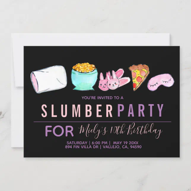 Cute sleepover birthday party invitation | Zazzle
