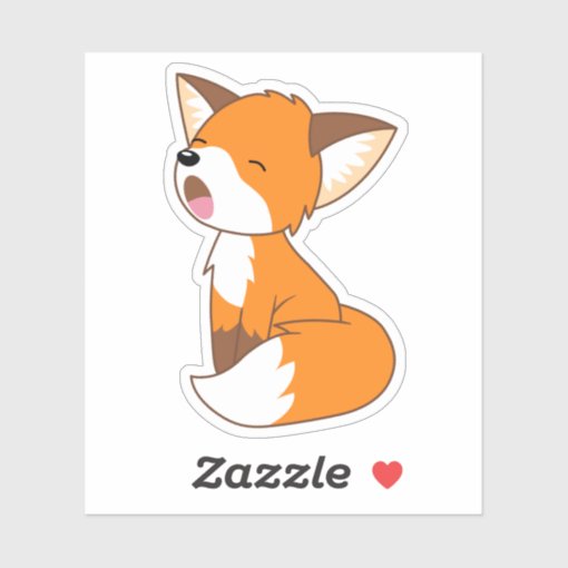 Cute Sleepy Little Fox Sticker | Zazzle