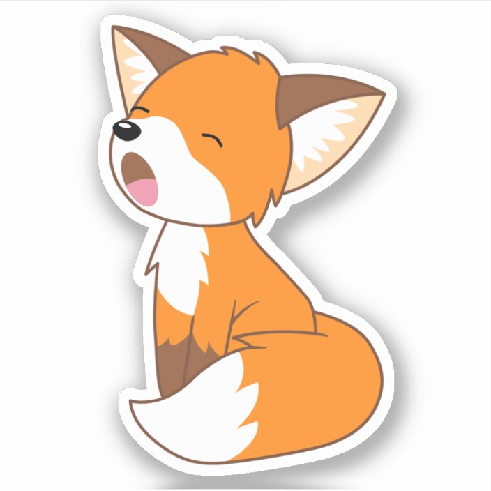 Cute Sleepy Little Fox Sticker | Zazzle.com