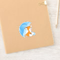 Cute Sleepy Little Fox under Umbrella Sticker | Zazzle