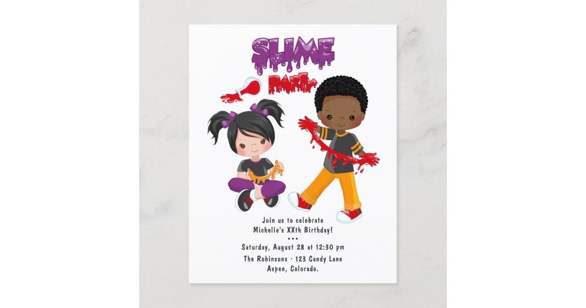 Cute Slime Party Birthday Invitation Flyer | Zazzle