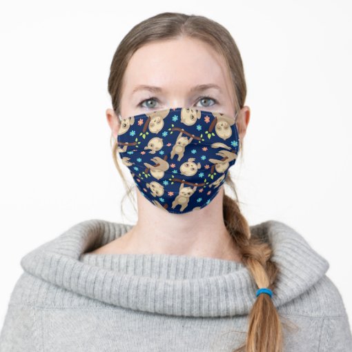 Cute Sloth Adult Cloth Face Mask | Zazzle