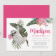 Cute Sloth and Hibiscus Flowers Jungle Birthday Invitation | Zazzle