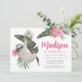 Cute Sloth and Hibiscus Flowers Jungle Birthday Invitation | Zazzle