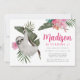 Cute Sloth and Hibiscus Flowers Jungle Birthday Invitation | Zazzle