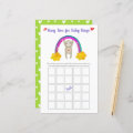 Cute Sloth and Rainbow Baby Shower Bingo Game Card | Zazzle