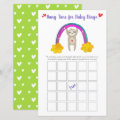 Cute Sloth and Rainbow Baby Shower Bingo Game Card | Zazzle